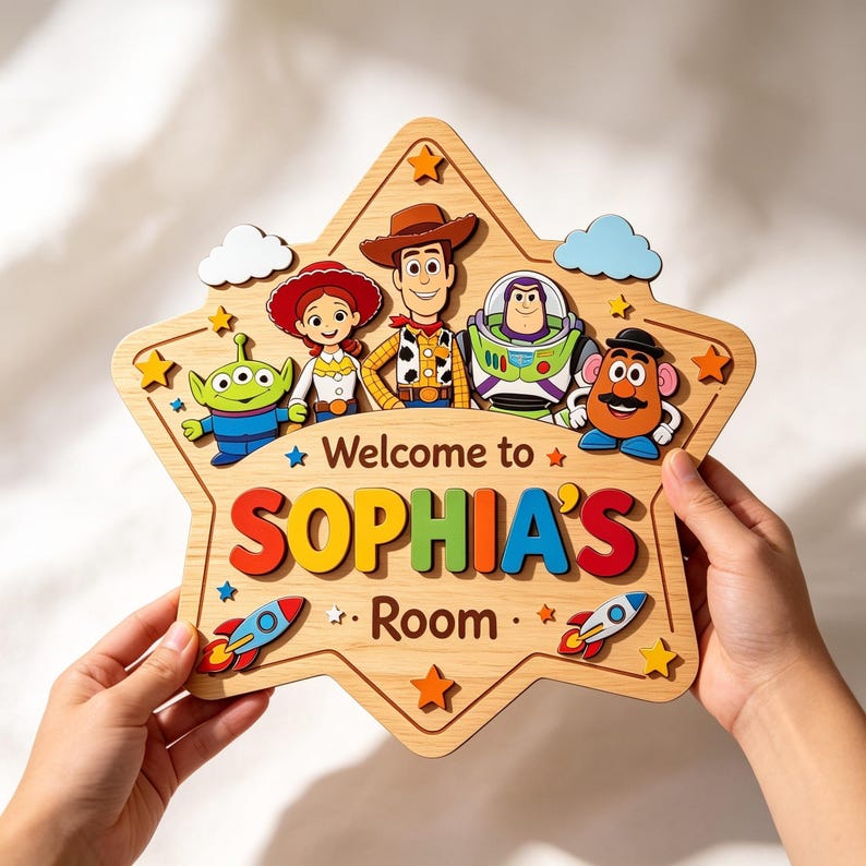 Custom Toy Story Door Hanger, Disney Custom Name Decor, Wood Hanging ...