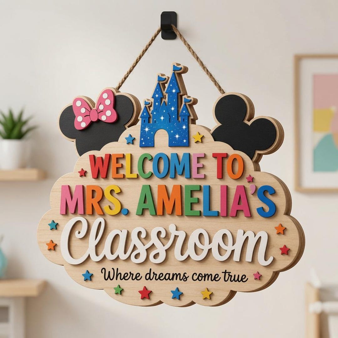 Disney Class Wall Decor, Custom Disney Teacher Gift, 3D Classroom Door ...
