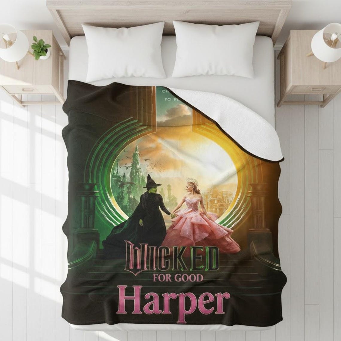 Elphaba and Glinda Blanket, Wicked Change for Good Blanket, Wicked Shiz ...