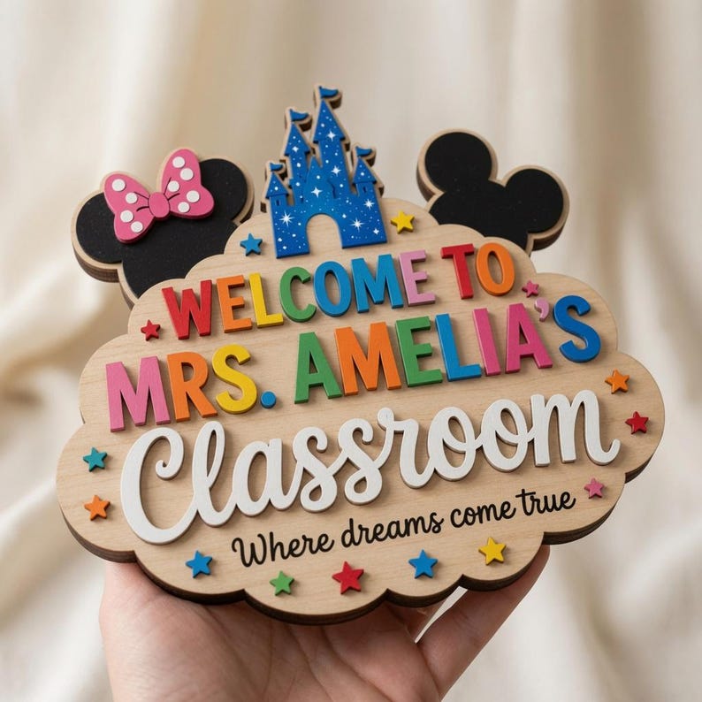 Disney Class Wall Decor, Custom Disney Teacher Gift, 3D Classroom Door ...