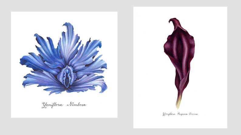 Yoni Flower Art Prints Set of 8 / Feminist Botanical | Etsy