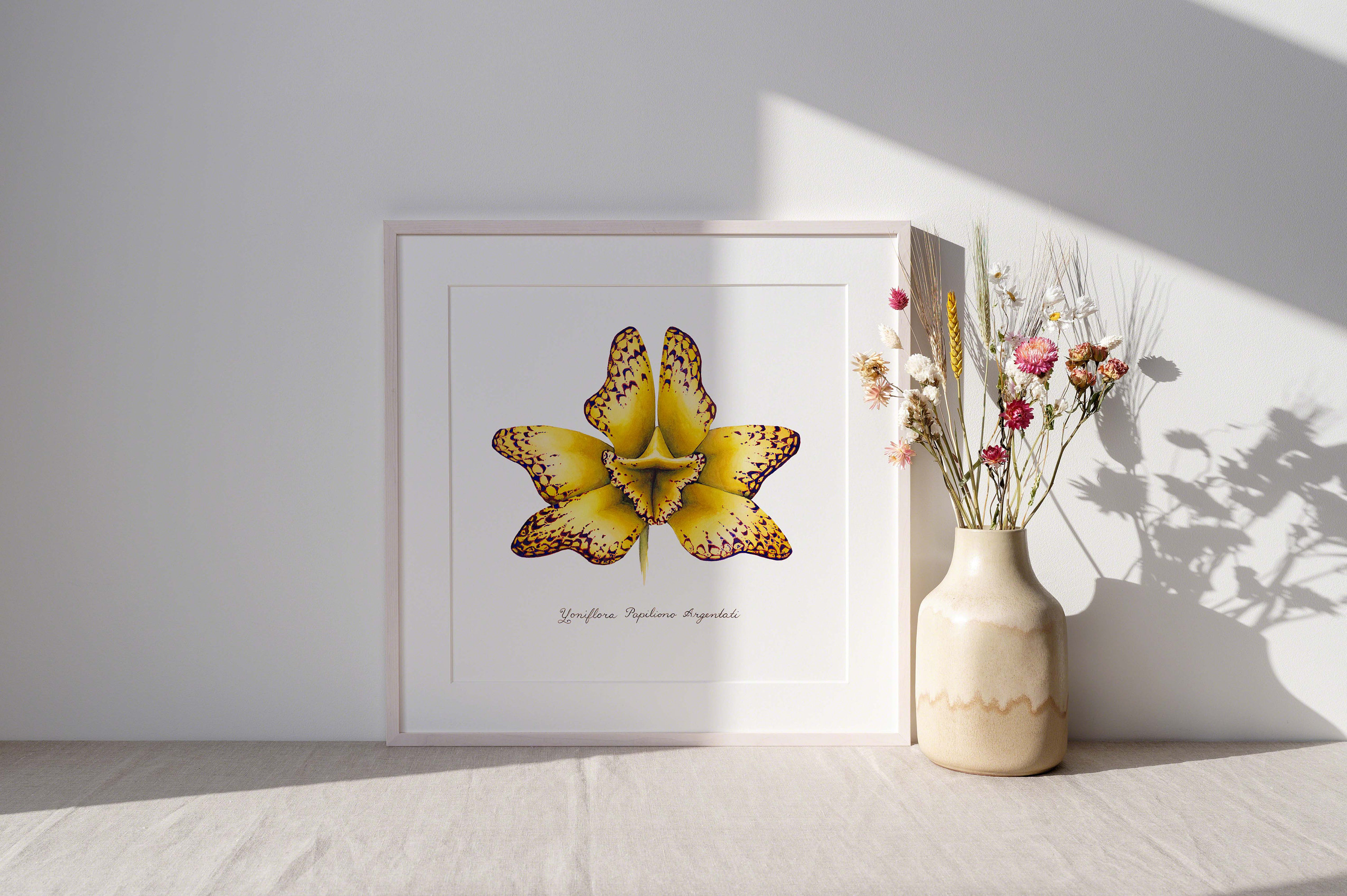 Yellow "butterfly Yoni Flower" Fine Art Print / Feminist Botanical ...