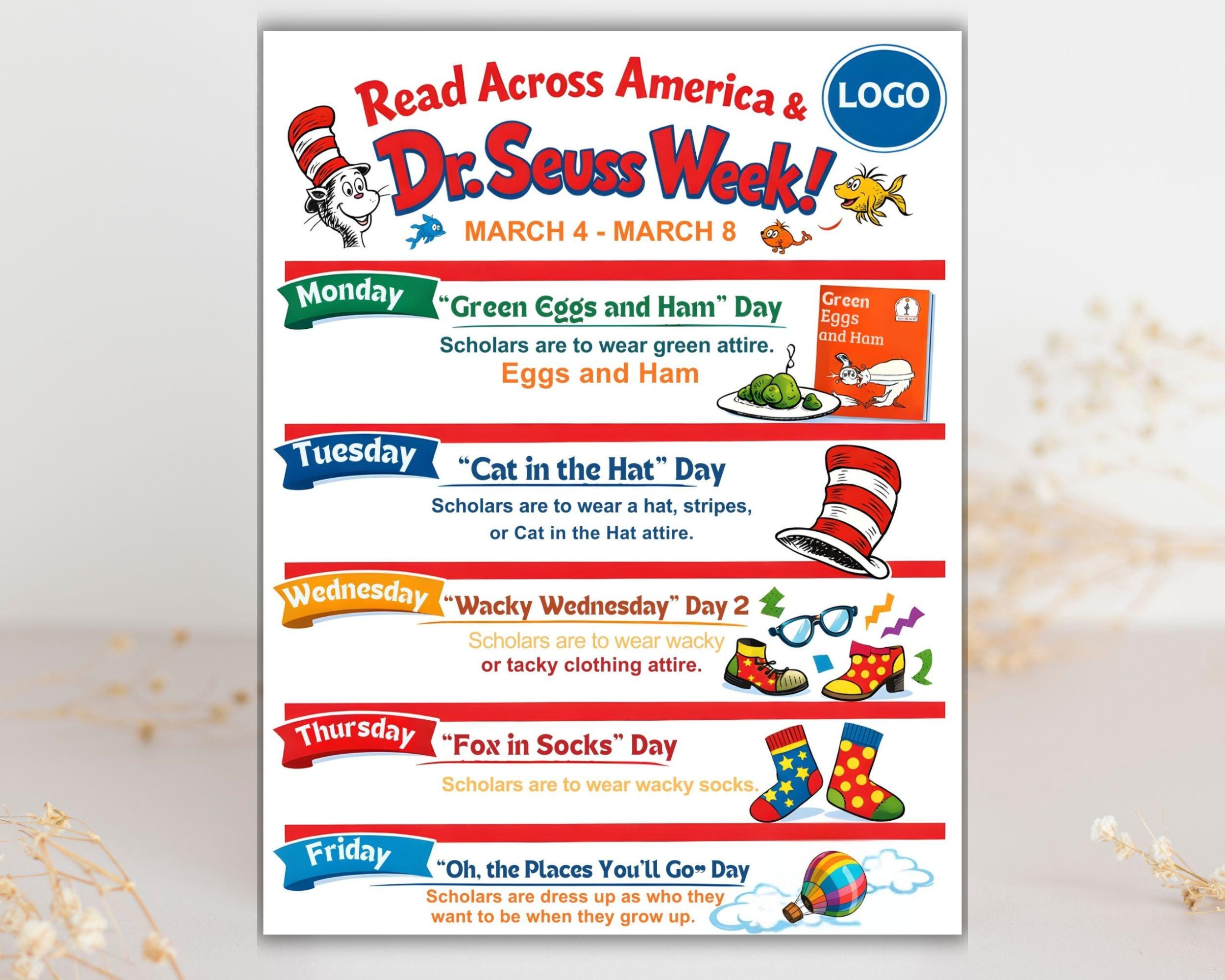 Editable Read Across America/ Dr. Seuss Spirit Week Template Flyer - Etsy