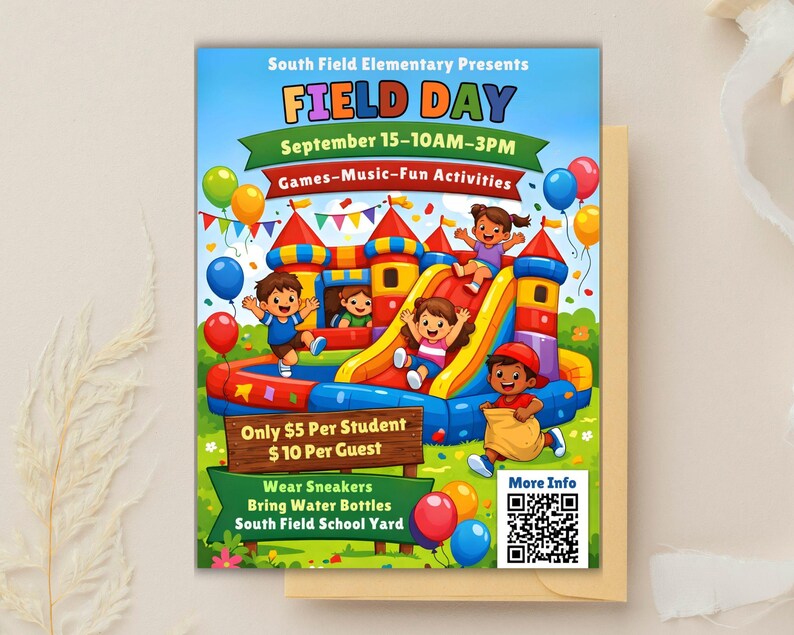 Editable School Field Day Flyer: Canva Template, Family Carnival Poster ...