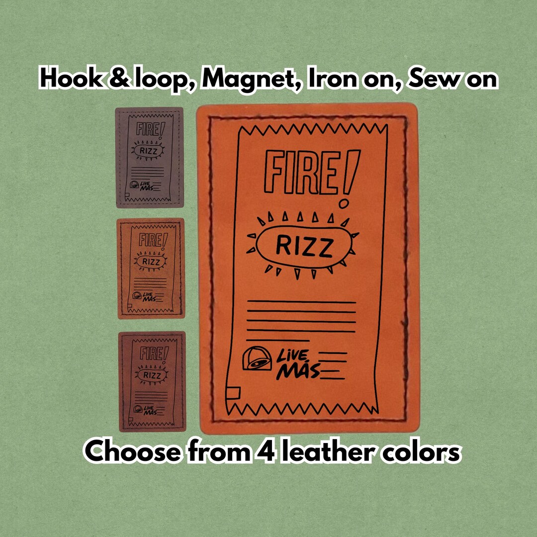 Fire RIZZ - Leather Patch - Gen Alpha Meme - Magnet, Hook and Loop ...