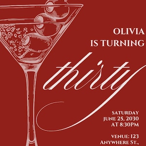 Modern Red & White 30th Birthday Party Invitation - Etsy