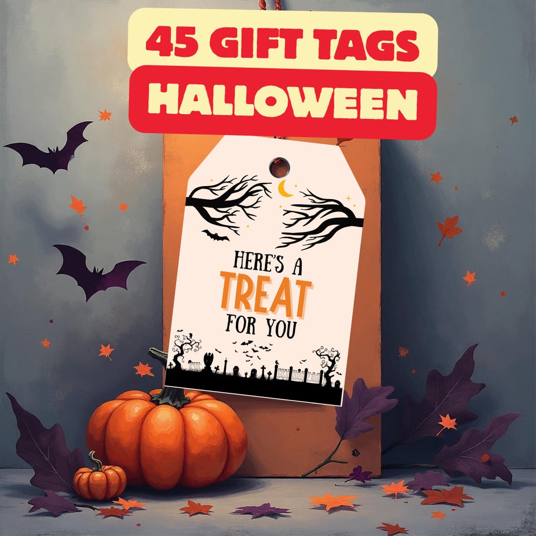 45 Editable Halloween Gift Tags | Canva Template | Spooky Printable ...