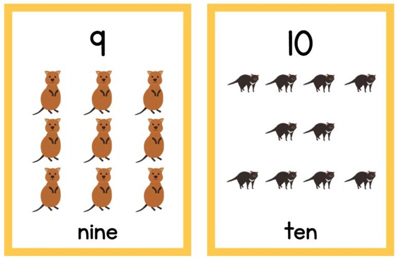 Printable Australian Animal Numbers 1-10 Flashcards - Etsy Australia