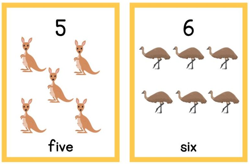 Printable Australian Animal Numbers 1-10 Flashcards - Etsy Australia