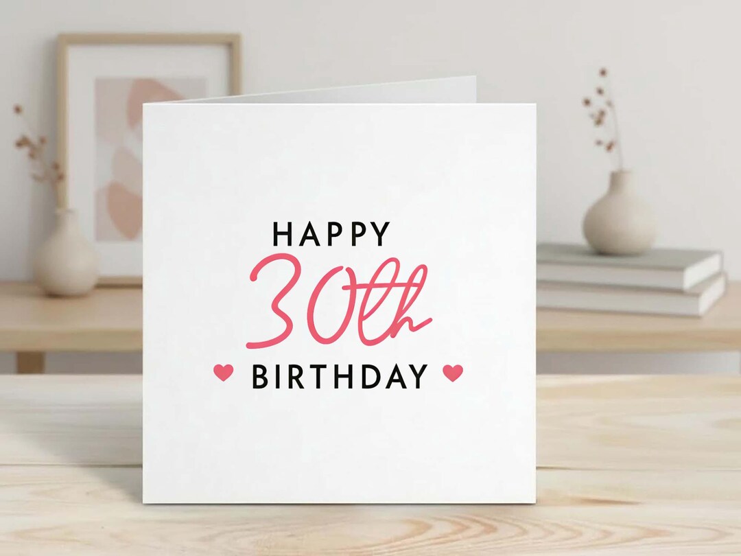 30th Birthday Card, Modern Script Happy 30th Greeting Card for Her or ...