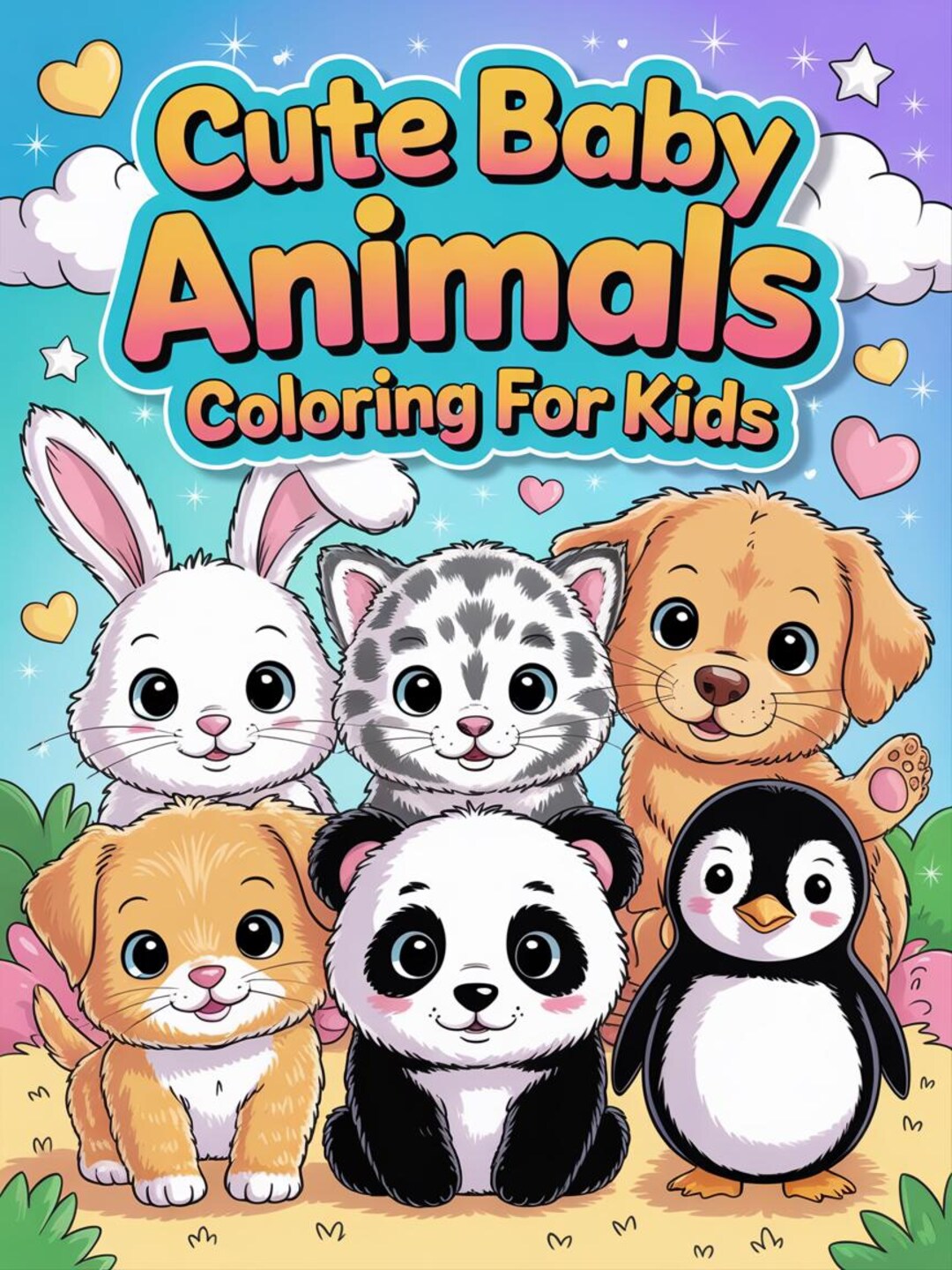 Baby Animals Coloring Book for Kids, Printable PDF Download, Cute ...