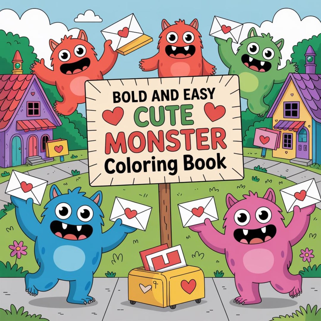 Monster Coloring Book Digital Printable Kids Toddlers Preschool Fun ...