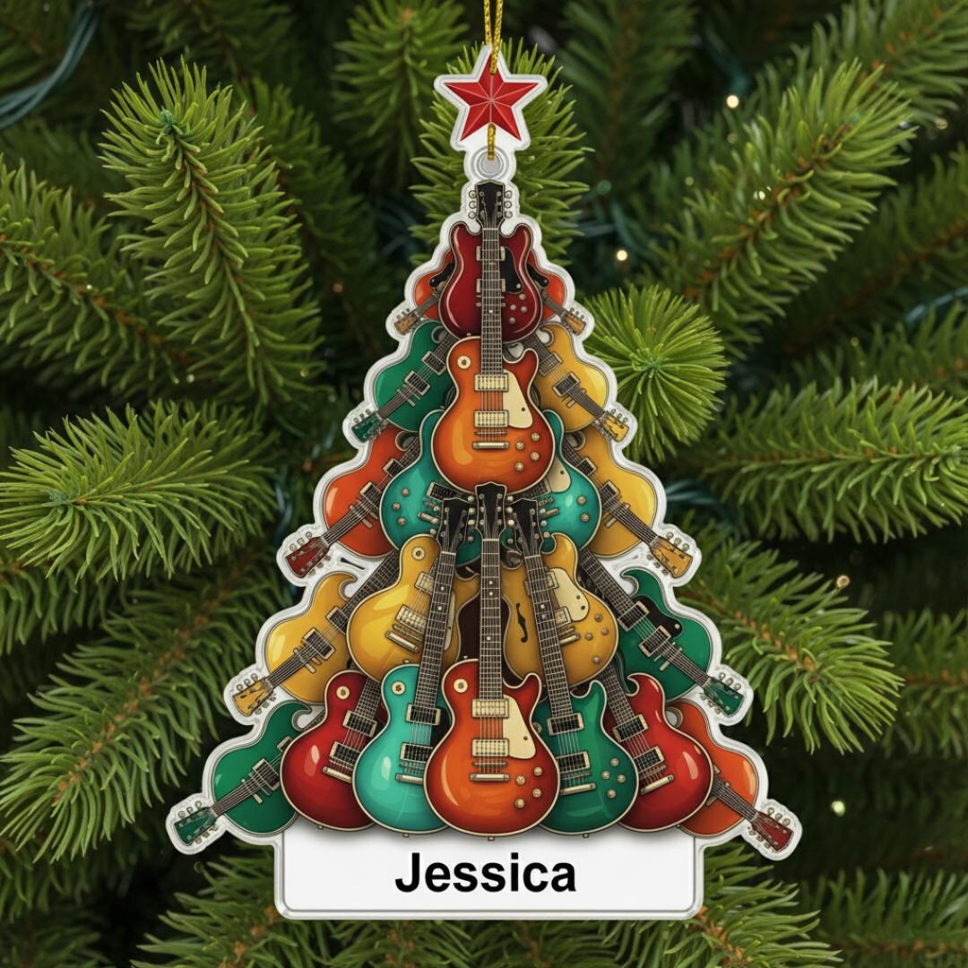 Personalized Guitar Christmas Tree Acrylic Ornament, Custom Name Tree ...