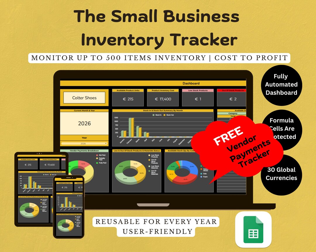 Inventory Spreadsheet | Small Business Inventory Tracker | Easy Stock ...