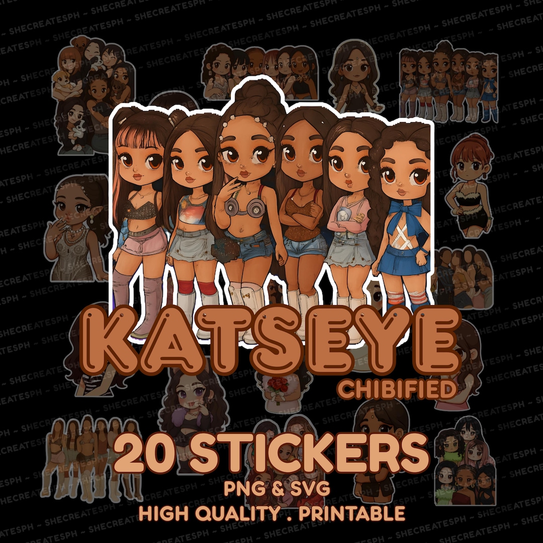 KATSEYE Chibi Girl Group Stickers: Printable PNG + SVG Pack - Etsy