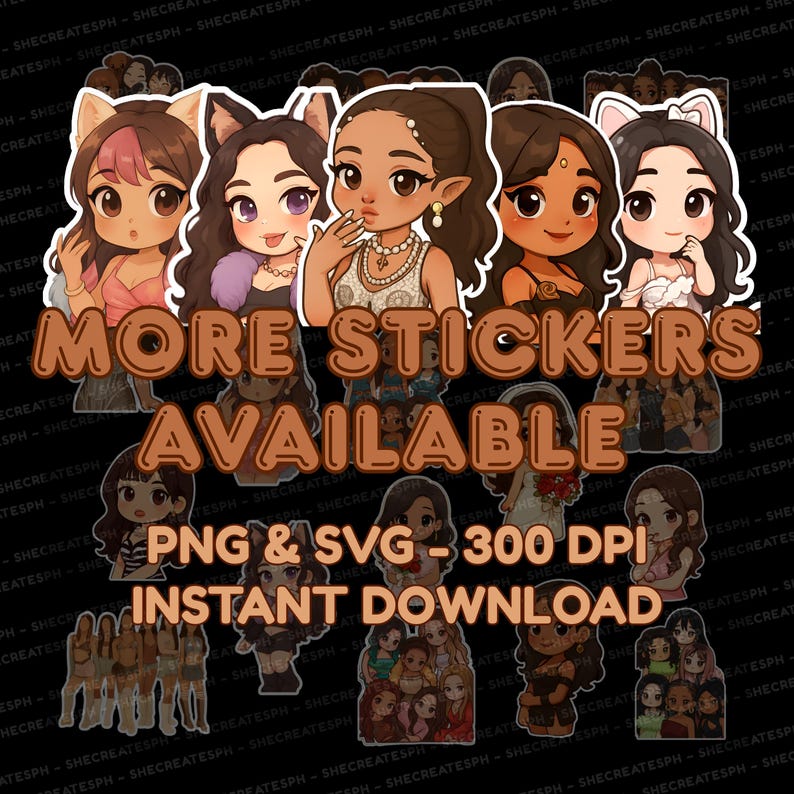KATSEYE Chibi Girl Group Stickers: Printable PNG + SVG Pack - Etsy