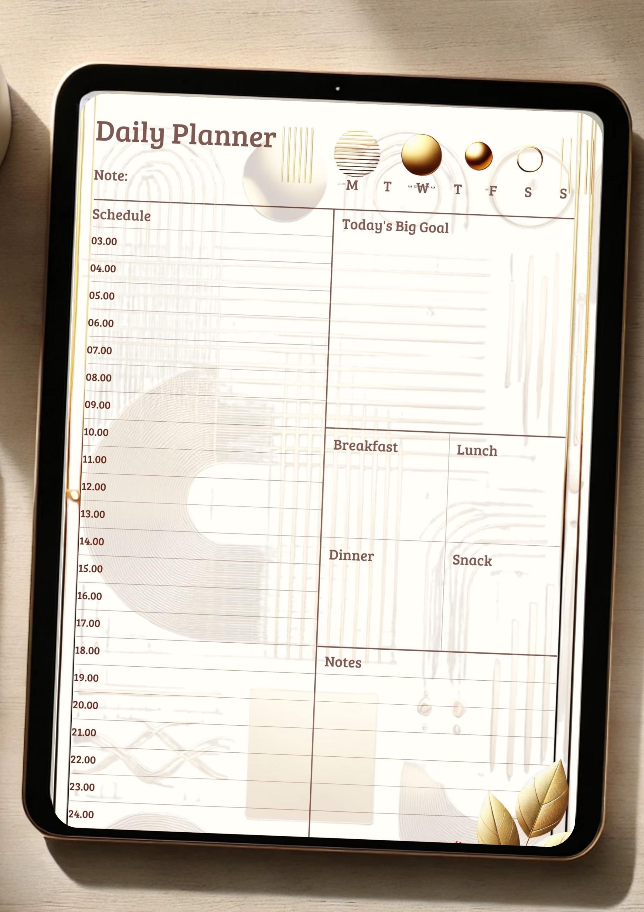 Modern Daily Plan Template | Printable To-do List & Agenda Sheet | Gold ...