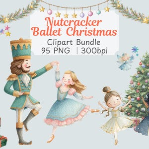 Christmas Ballet Digital Art:watercolor Nutcracker Clipart PNG Set - Etsy