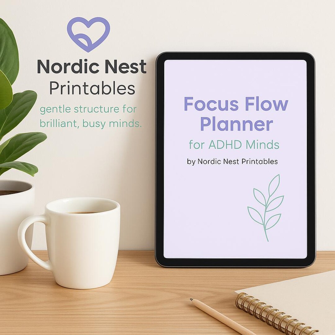 Focus Flow ADHD Planner | Printable Digital Planner, Sticker Book for ...
