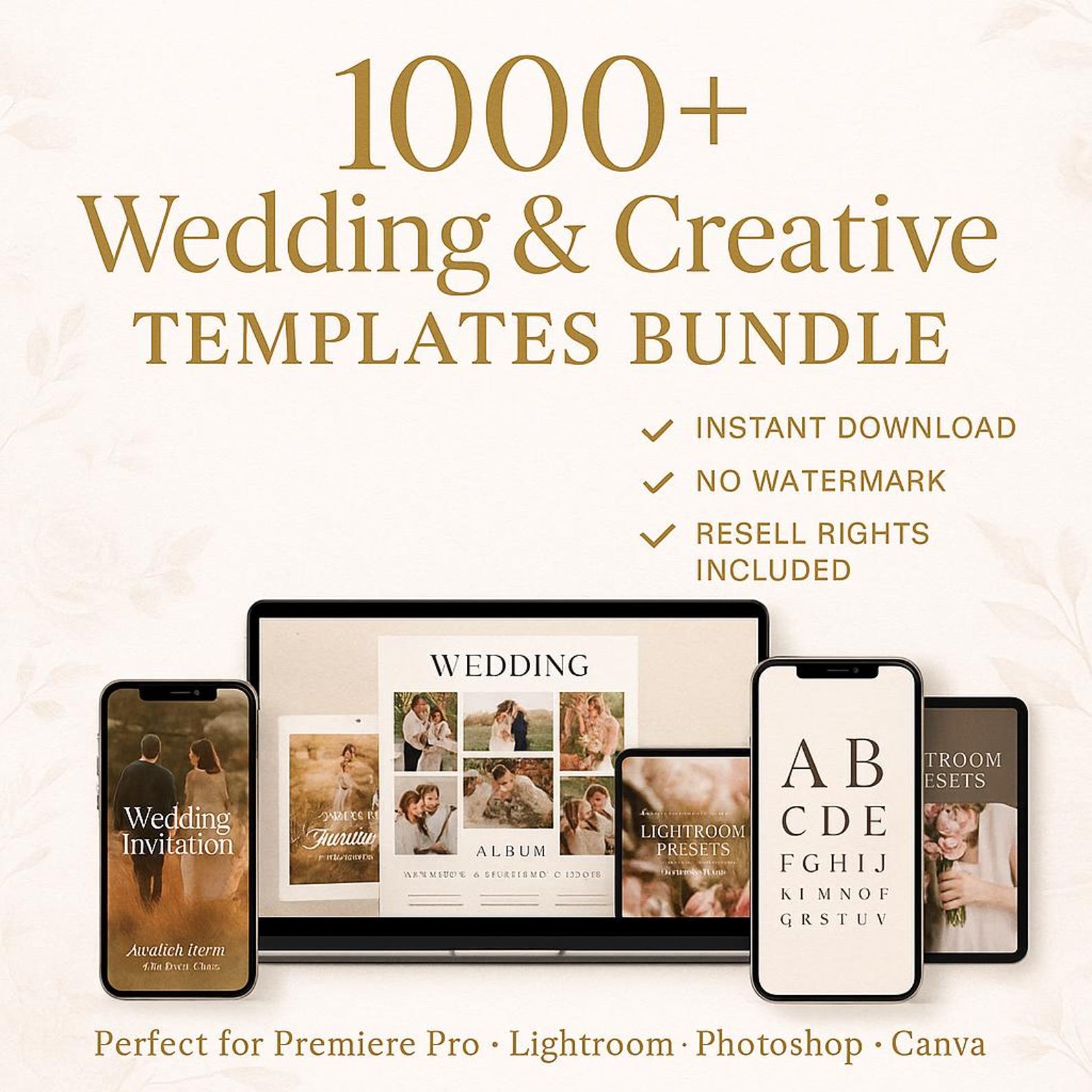 Wedding Templates Mega Bundle: Fonts, Overlays, Presets (digital ...