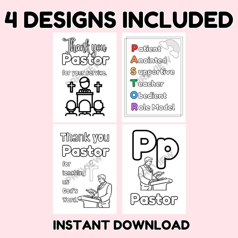 Pastor Appreciation Coloring Pages: Sunday School Activity (digital ...