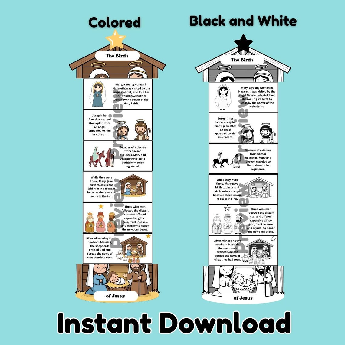 The Birth of Jesus Nativity Folding Surprise Printable for Christmas ...