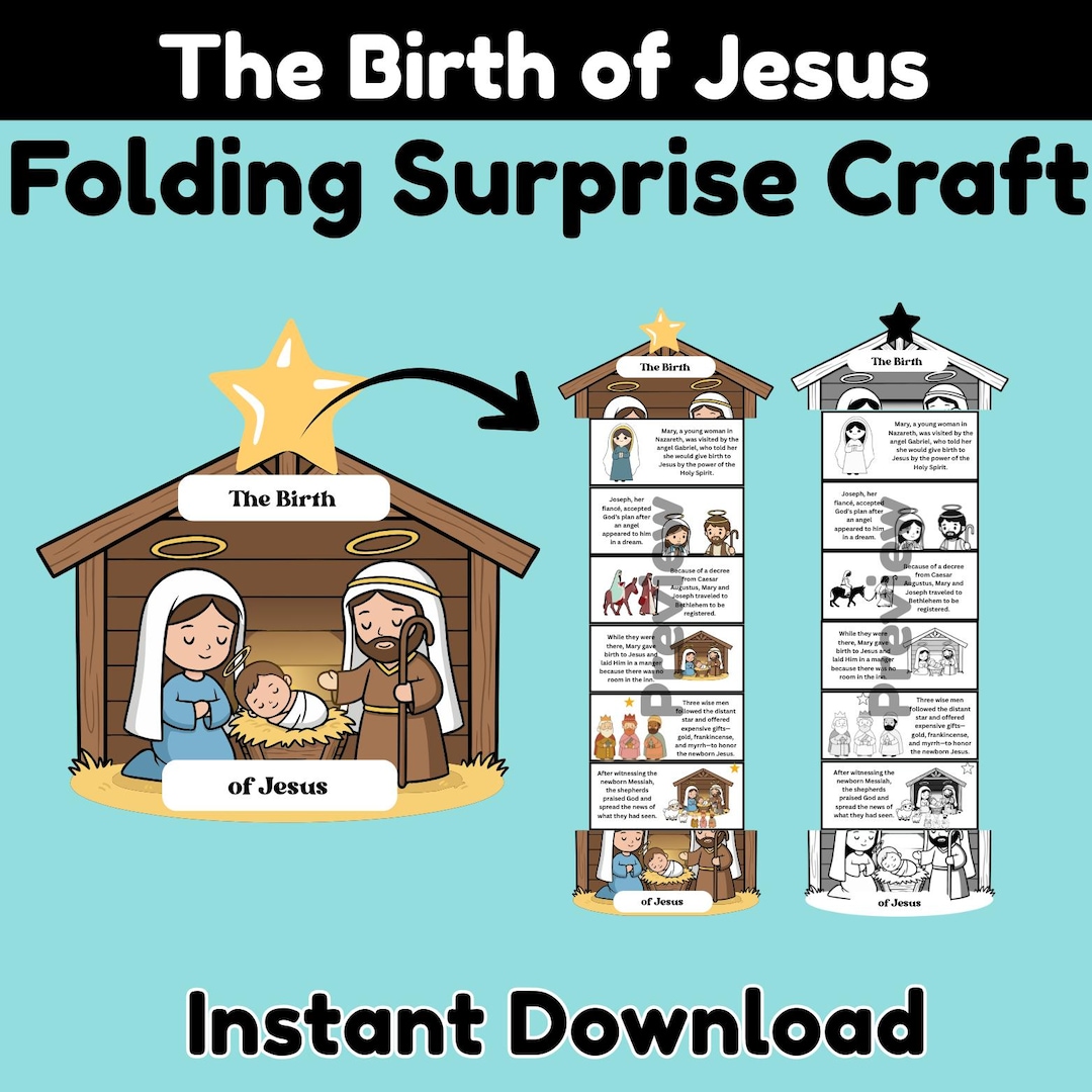 The Birth of Jesus Nativity Folding Surprise Printable for Christmas ...