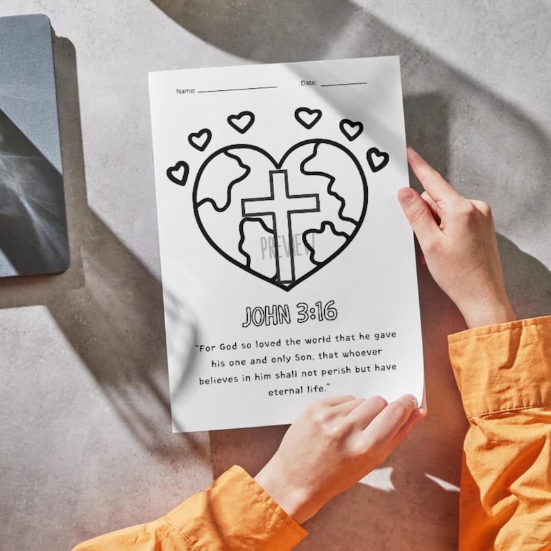John 3:16 Coloring Sheet - "for God so Loved the World..." (digital ...