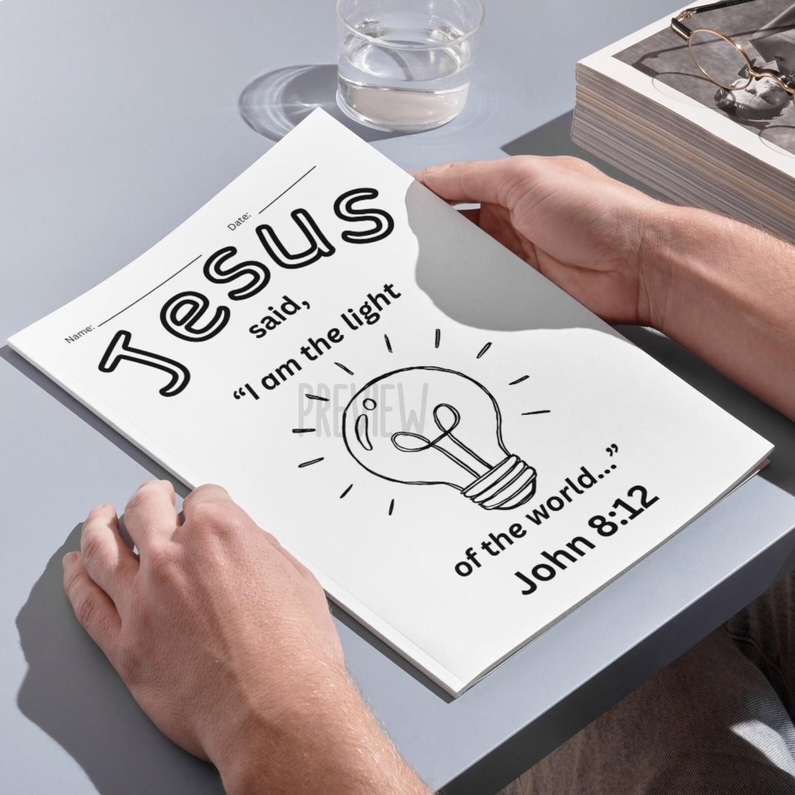 John 8:12 Coloring Sheet - Jesus is the Light of the World (digital ...