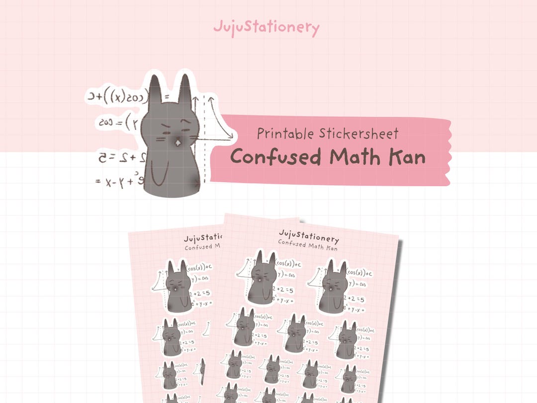 Confused Math Kan Sticker | Study Meme | Printable Stickersheet for ...