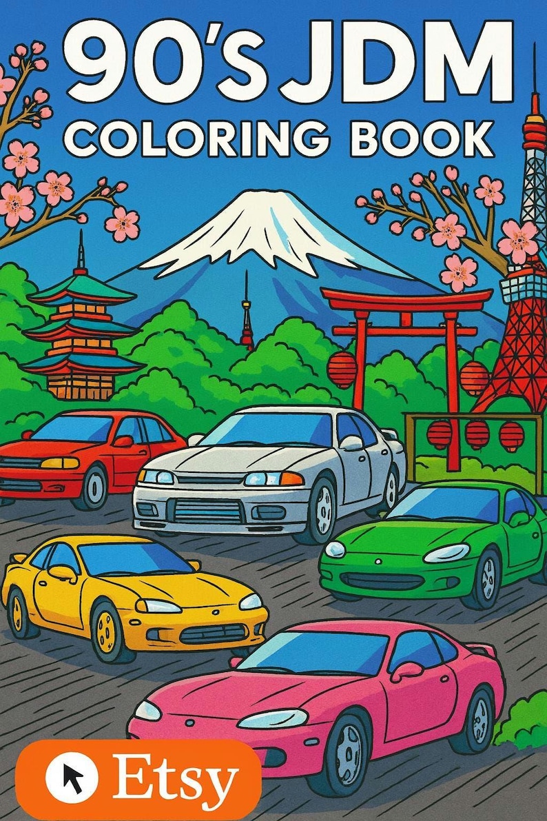 1990's JDM Cars With Japan Background Coloring Book - Etsy