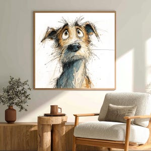 Whimsical Dog Watercolor Sketch Print, Expressive Puppy Illustration ...