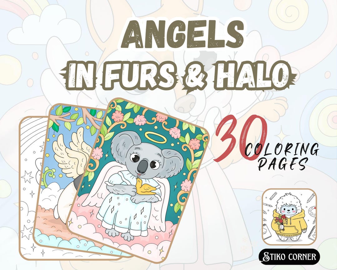 Heavenly Angelic Animals Coloring Book | Winged Cute Animals in Magical ...