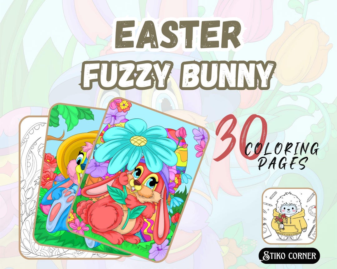 Easter Bunny Coloring Book | Cute Rabbits in Festive Holiday Scenes ...