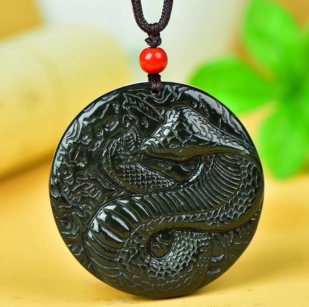 Natural Jade Hand Carve Snake Pendant - Etsy