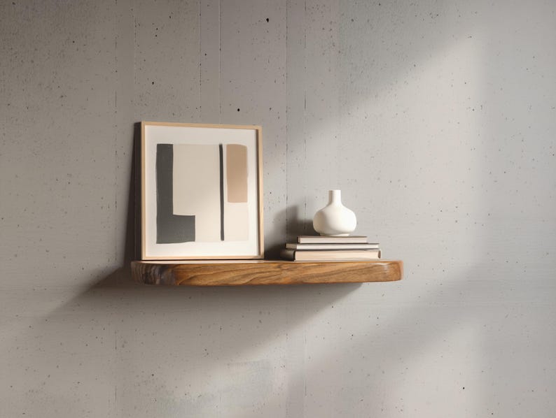 Floating Walnut Shelves Solid Wood Wall Shelf for Books, Decor Modern ...