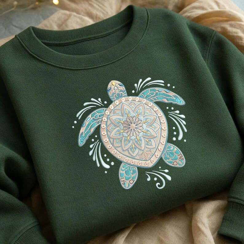 Sea Turtle Mandala Embroidery Design, Coastal Boho Machine File (5 ...