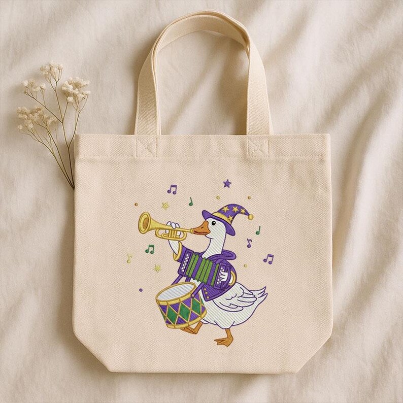 Mardi Gras Goose Embroidery Design | Musical Goose Accordion Drum ...