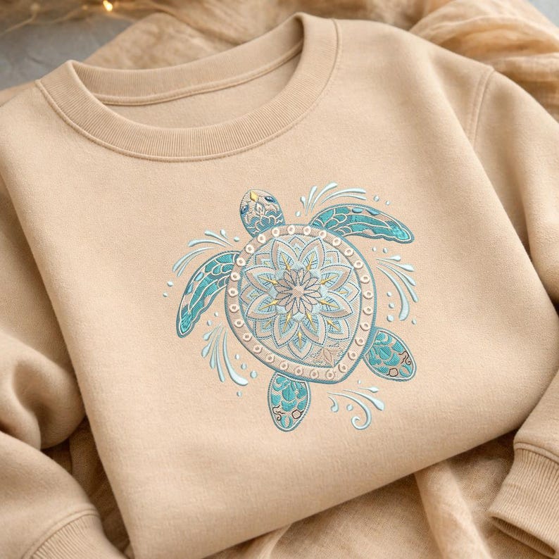 Sea Turtle Mandala Embroidery Design, Coastal Boho Machine File (5 ...