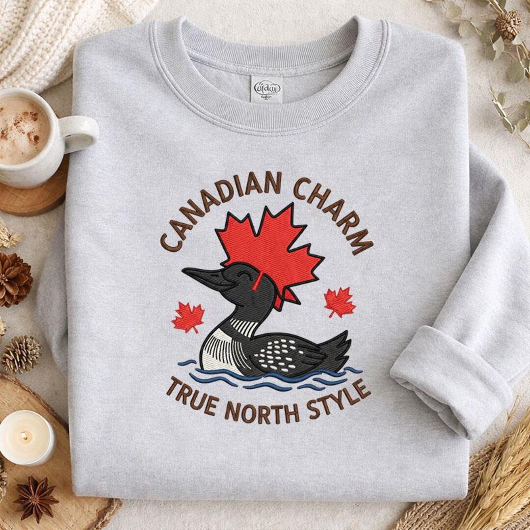 Canadian Loon Embroidery Design | True North Style With Maple Leaf ...