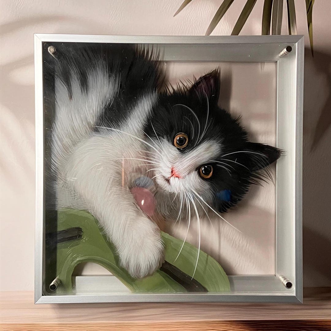 Custom 3D Pet Portrait Painting – Handmade Layered Acrylic Art, Cat ...