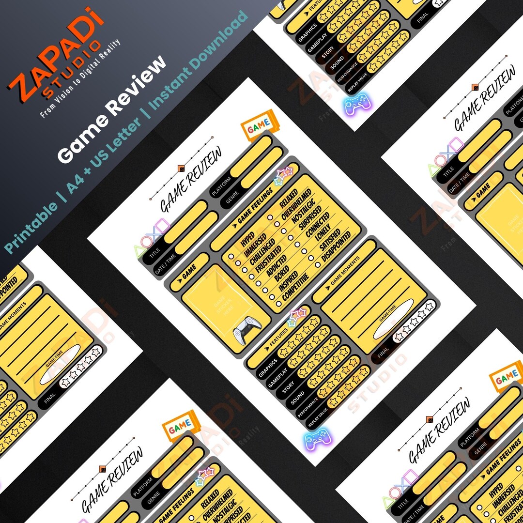 Gaming Review Template: Yellow Gamer Design (digital Download) - Etsy