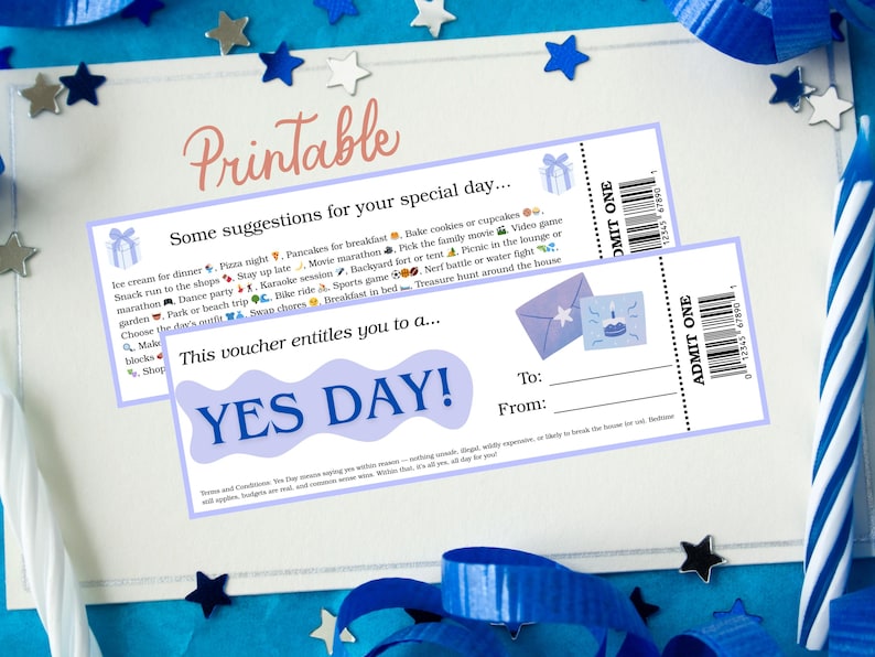 Yes Day Coupon Fun Reward Printable Experience Gift for Kids and ...