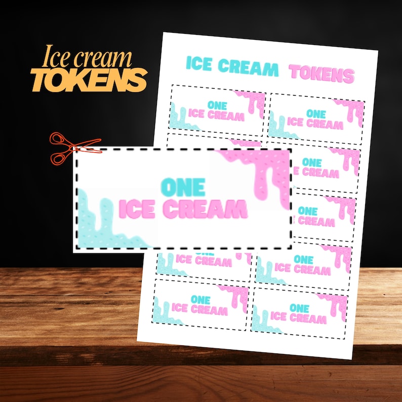 Printable Ice Cream Party Tokens: Birthday, School Event (digital PDF ...