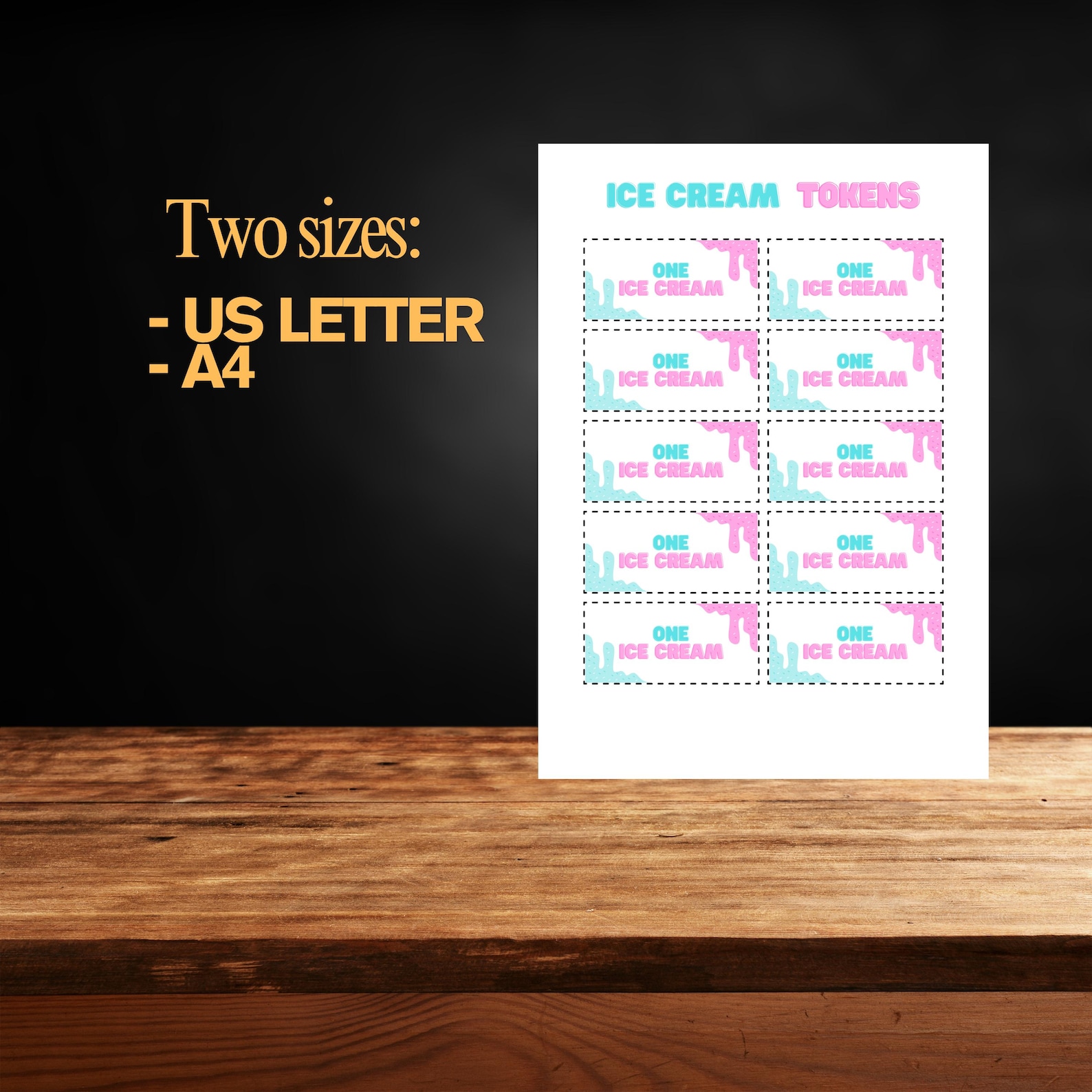 Printable Ice Cream Party Tokens: Birthday, School Event (digital PDF ...