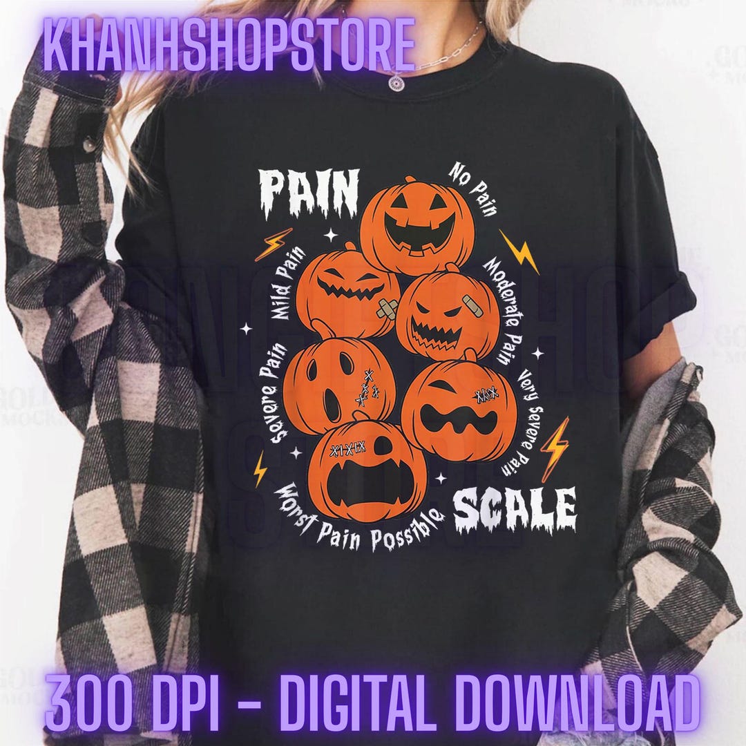 Pain Scale Spooky Pumpkin Png, Funny Halloween Nurse Png, Trauma Nurse ...