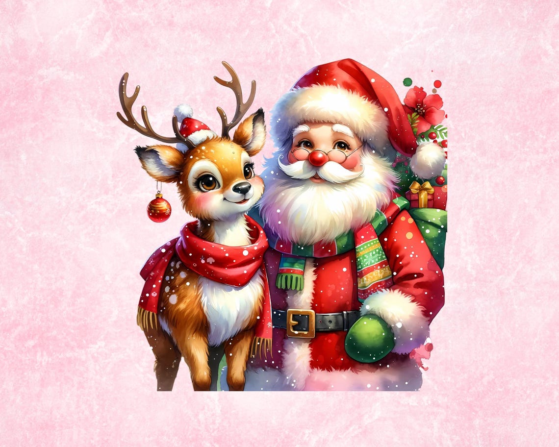 Christmas Reindeer Clipart Bundle, Festive Reindeer Graphics Designs ...
