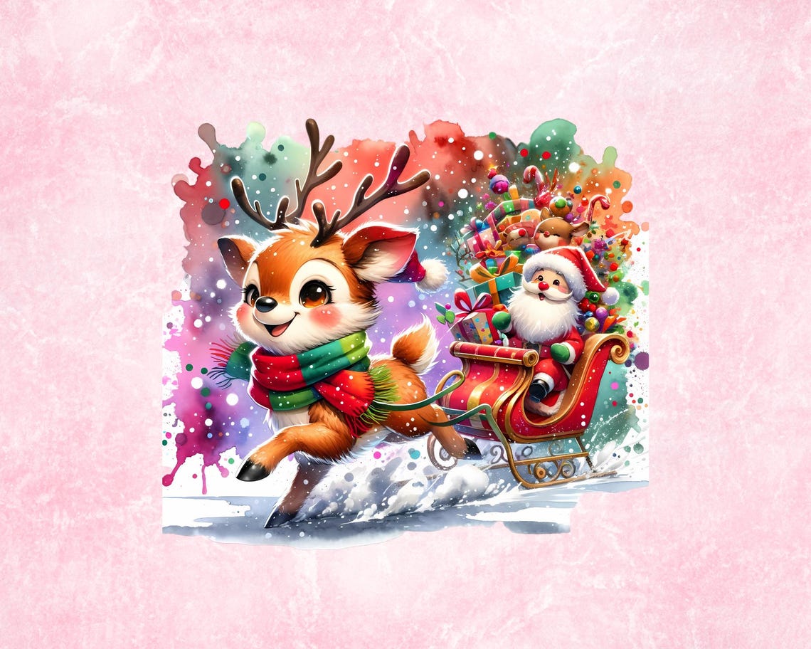Christmas Reindeer Clipart Bundle, Festive Reindeer Graphics Designs ...