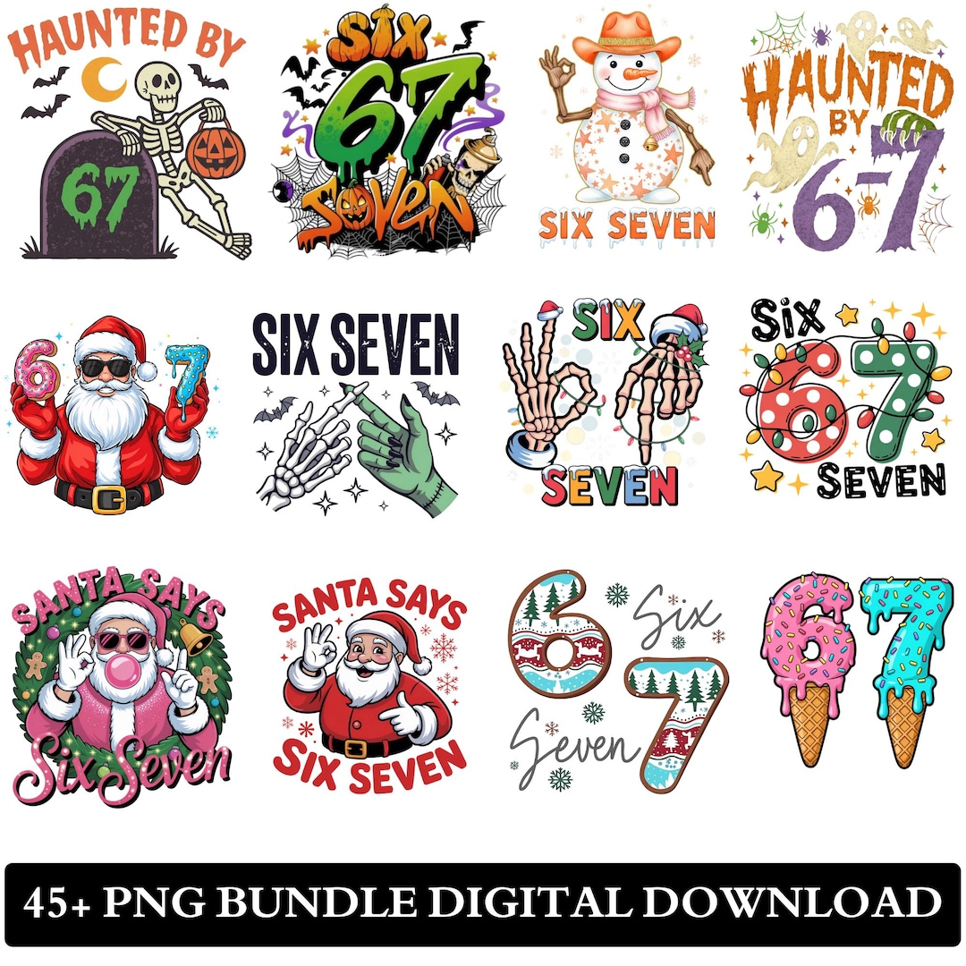 Six Seven Meme PNG Bundle, Gen Alpha Slang Designs (digital Download ...