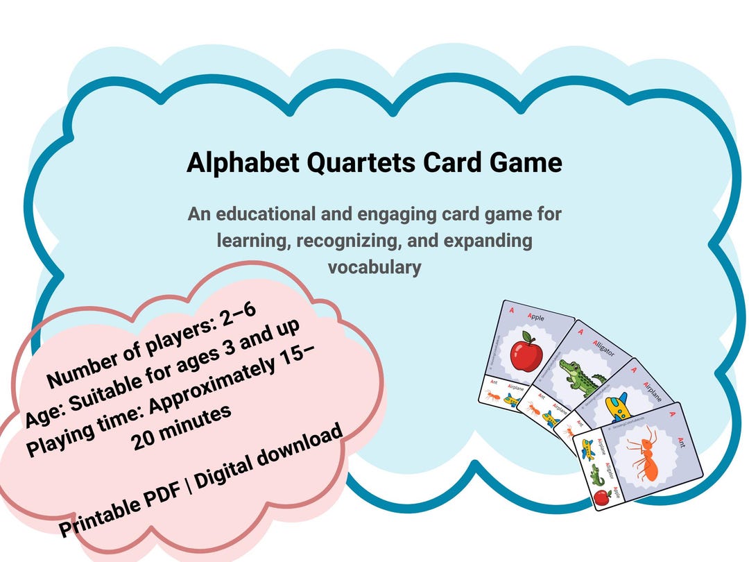Alphabet Quartets Card Game - Printable PDF - Etsy